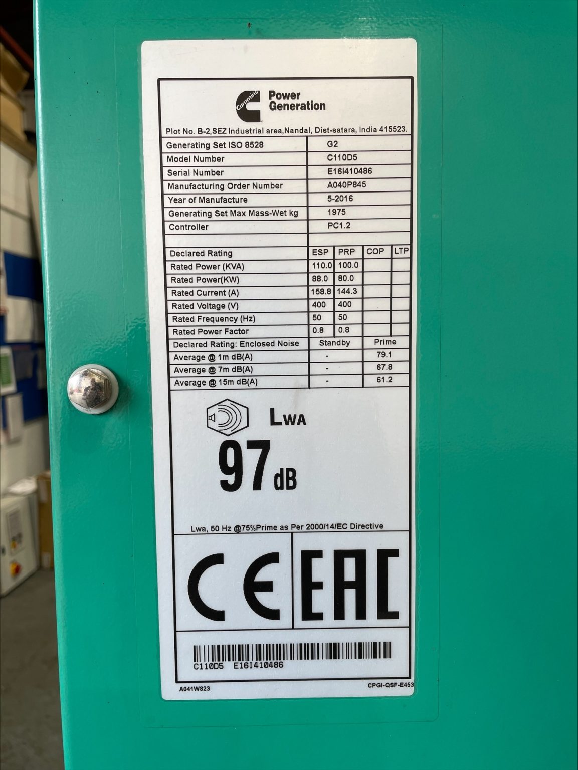 Cummins C110D5 Diesel Generator (Used) _ NOW SOLD MORE AVAILABLE SOON ...